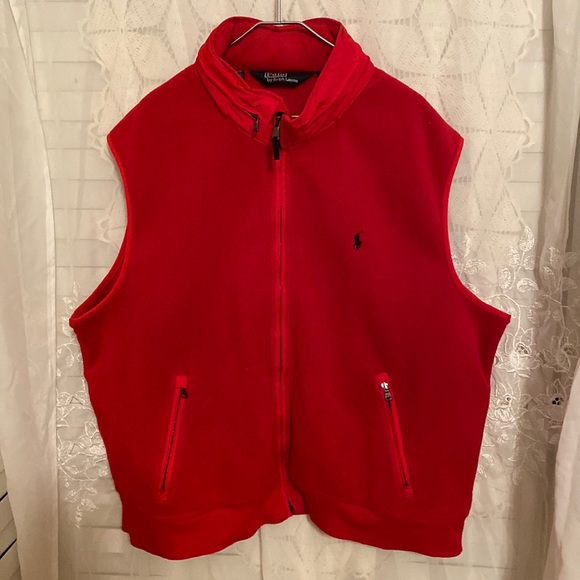 Polo Ralph Lauren | Jackets & Coats | Polo Ralph Lauren Mens Red Fleece Vest With Hood | Poshmark